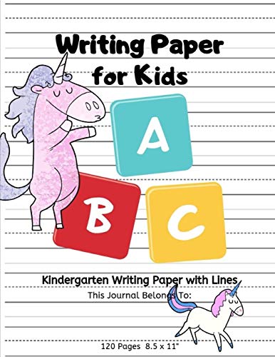 Writing Paper for Kids:: Cute Unicorns Kindergarten Practice Writing ...