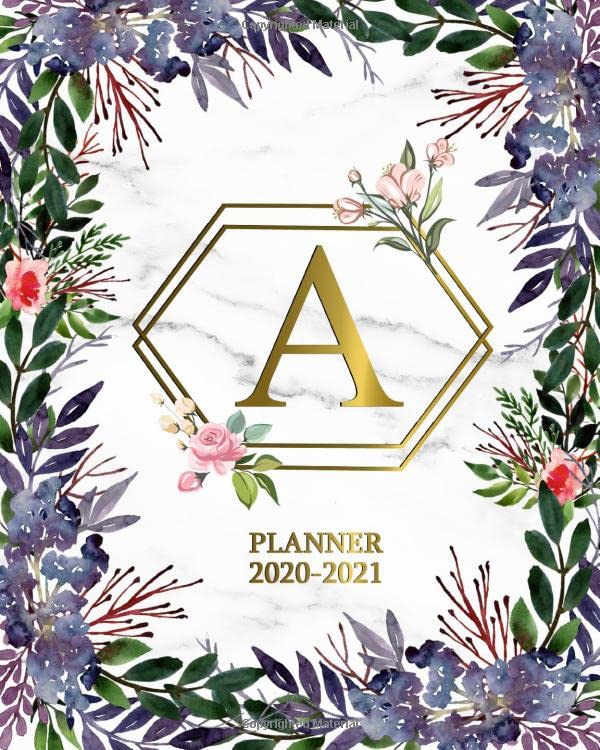 2020-2021 Planner: Floral Initial Letter Monogram A Two Year Agenda and ...