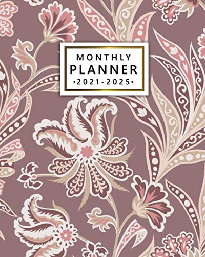 2021-2025 Monthly Planner: Beautiful Abstract Flower Five Year Calendar ...