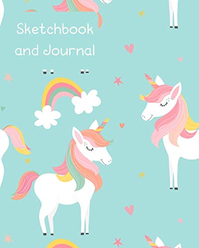 Sketchbook and Journal: Mint Green Unicorn Cover - Large Writing And ...