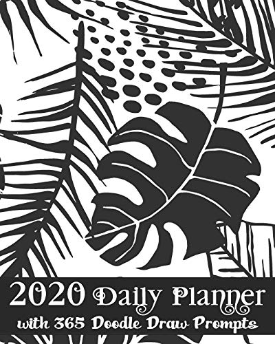 2020 Daily Planner with 365 Doodle Draw Prompts: Minimalist Leaves ...