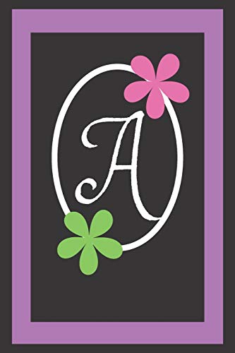 A: Initial Monogram Journal (6x9). Pink And Green Flowers With Purple ...