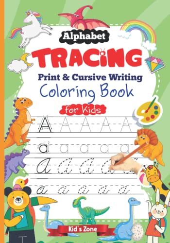 Alphabet Tracing Print & Cursive Writing & Coloring Book for Kids ...