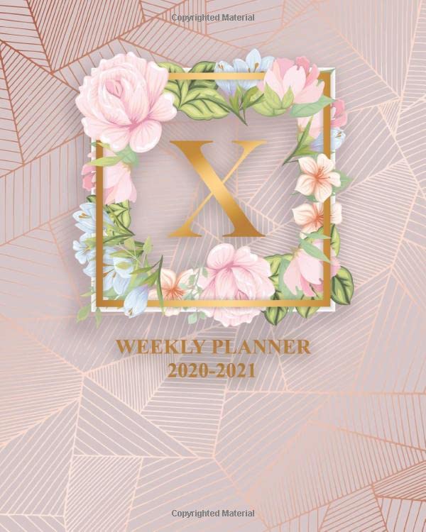 2020-2021 Weekly Planner: Initial Letter Monogram X Two Year Organizer ...