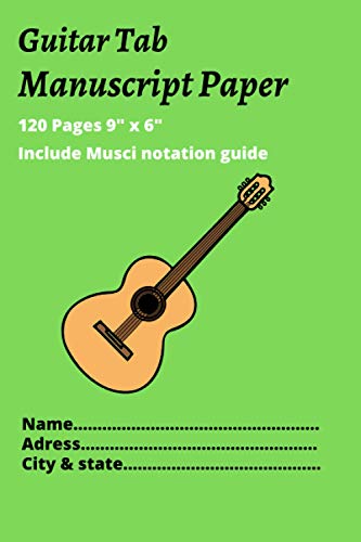 Guitar Tab Notebook/Music Tabs Journal - Manuscript Paper - Standard ...