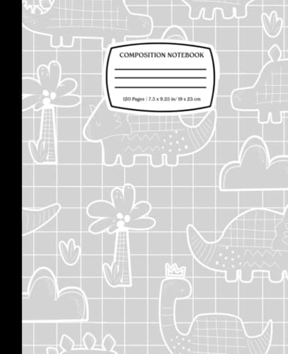Cute Dinosaurs On A Checkered Background: Dinosaur Composition Notebook ...