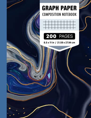Composition Notebook Graph Paper: Black Marble One Subject Quad Ruled ...