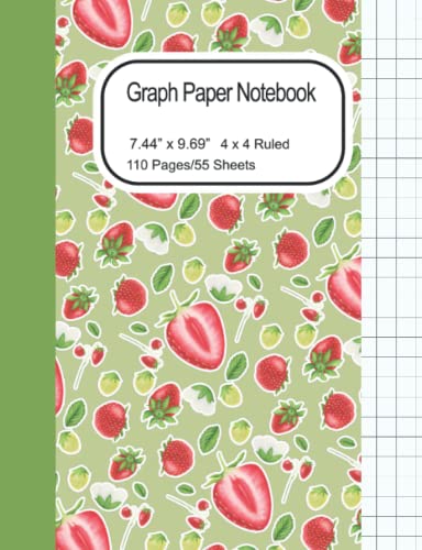 4x4 Graph Paper Notebook: 4x4 Strawberry Graph Paper Notebook, For ...