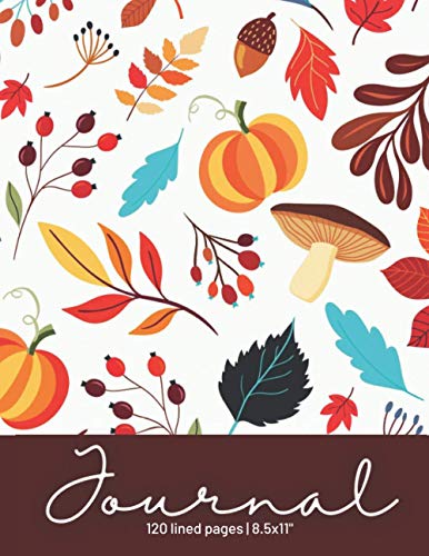 Journal: Autumn Leaves and Halloween | 120 lined pages | 8.5x11 ...