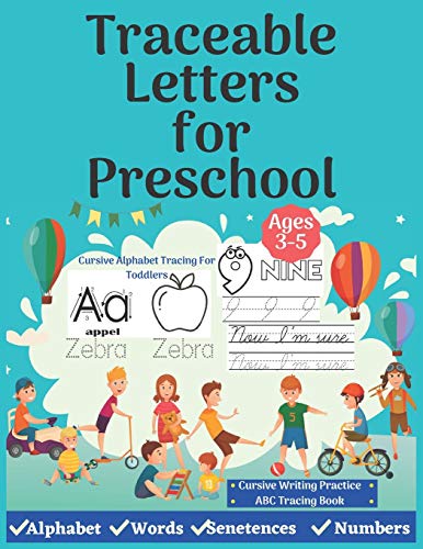 Traceable Letters for Preschool: Cursive Alphabet Tracing For Toddlers ...