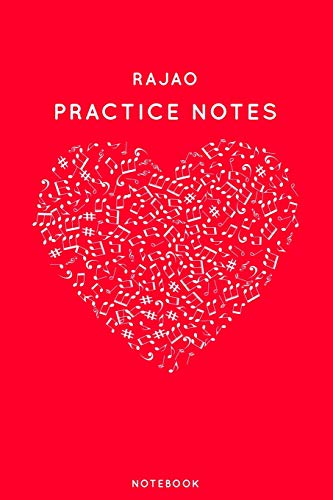 Rajao Practice Notes: Red Heart Shaped Musical Notes Dancing Notebook ...