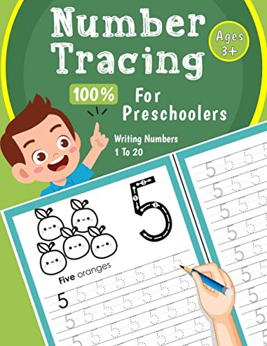 Number Tracing Book For Preschoolers - 100% Writing Numbers 1 To 20 ...
