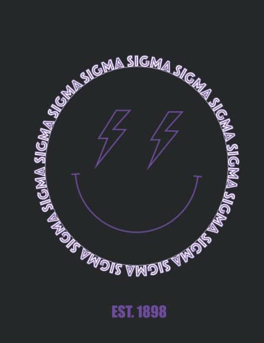 Sigma Sigma Sigma Notebook | Lightning Bolt Smiley Face in Purple and ...