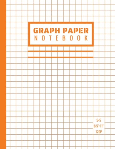 5X5 Graph Paper Notebook: Orange Quad Ruled Grid Composition Book ...