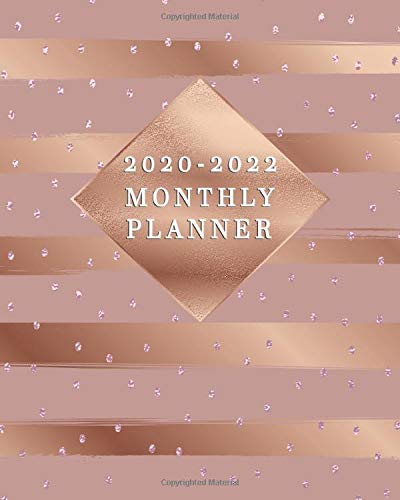 2020-2022 Monthly Planner: Pretty Glossy Rose Gold 3 Year Monthly ...