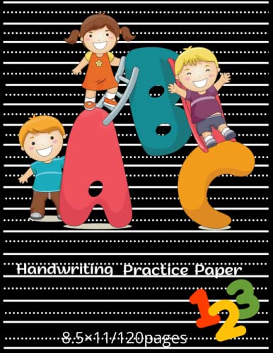 Dotted midline handwriting manuscript practice lined writing paper ...