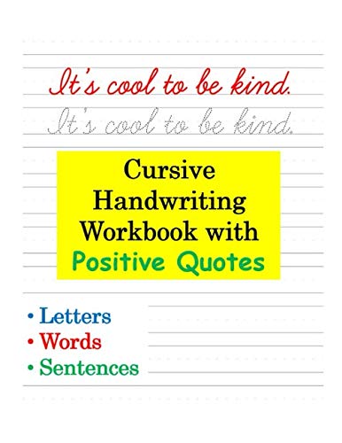 Cursive Handwriting Workbook with Positive Quotes: Cursive Alphabet ...