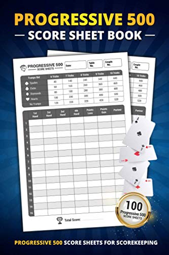 Progressive 500 Score Sheet Book: 100 Large Score Sheet Pages For ...