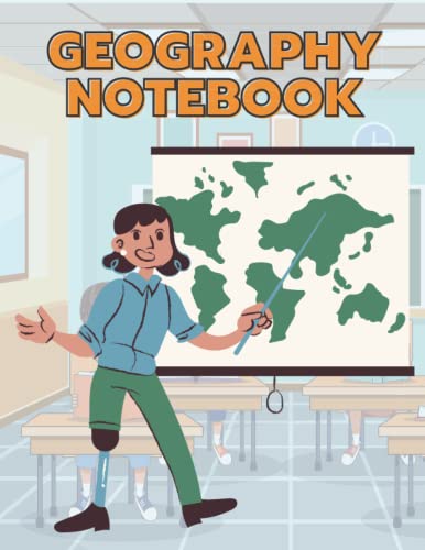 Geography Notebook: Wide Ruled Composition Notebook With Cool World ...
