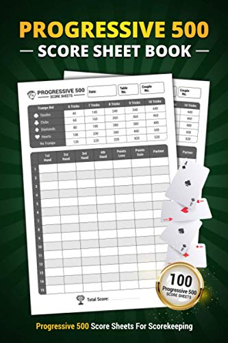 Progressive 500 Score Sheet Book: 100 Large Score Sheet Pages For ...