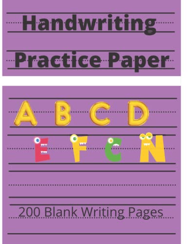 Handwriting Practice Paper 200 Blank Writing Pages - For Write Letters ...