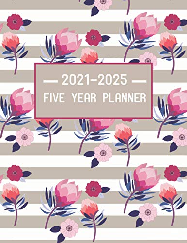 2021-2025 Five Year Planner: 5 Year Planner and Monthly Calendar with ...