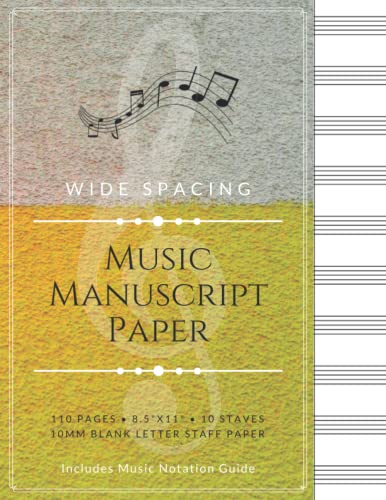 Wide Spacing Music Manuscript Paper (Yellow cover): Blank Sheet Music ...