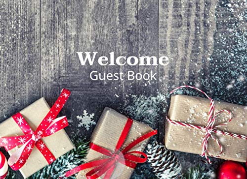 Welcome Guest Book: Christmas Theme Design Cover : Guest Sign In Book ...