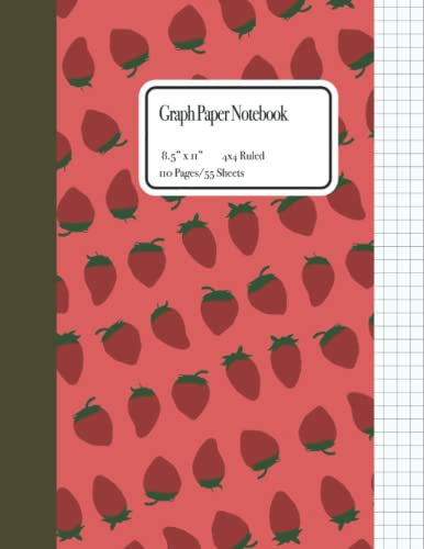 4x4 Graph Paper Notebook: 4x4 Strawberry Graph Paper Notebook for ...