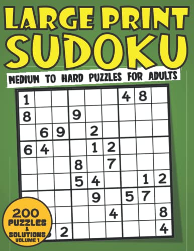 Large Print Sudoku Puzzles For Adults: 200 Medium To Hard Sudoku ...