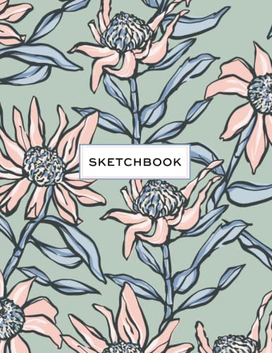 Green Blue Pink Flowers Bloom Botanicals Floral Nature Sketchbook ...