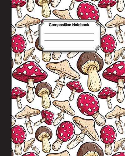 Composition Notebook: Red mushroom color drawing Pattern Cover ...