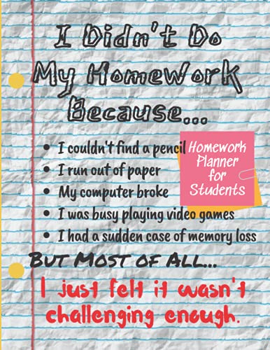 Homework Planner for Students: Assignment Notebook for students in ...