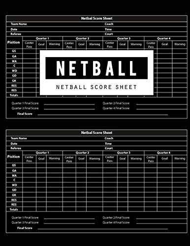 Netball Score Sheet: Netball Game Record Score Keeper Book, Netball ...