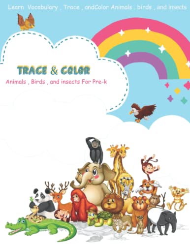 Trace & Color Animals , Birds , and Insects for Pre-K .: Learn ...