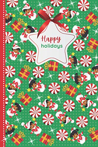 Happy Holidays Pretty African American Fairy Peppermint Christmas Pattern 6x9 Blank Lined happy-holidays-pretty-african-american-fairy-peppermint-christmas-pattern-6x9-blank-lined
