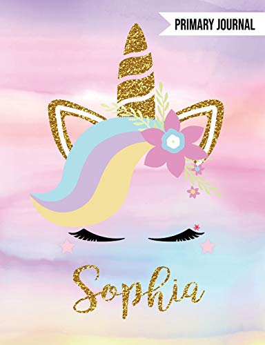 Sophia Unicorn Primary Journal: Custom Unicorn Journal - Personalized ...