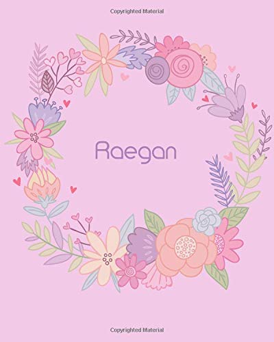 Raegan: 110 Lined Pages 8x10 Cute Pink Blossom Design with Lettering ...
