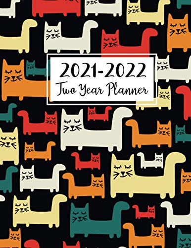 2021-2022 Two Year Planner: Colorful Cats Cute Cover | 24 Month Agenda ...