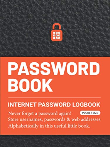 Password Book with Alphabetical Tabs: Internet Password Logbook: Black ...