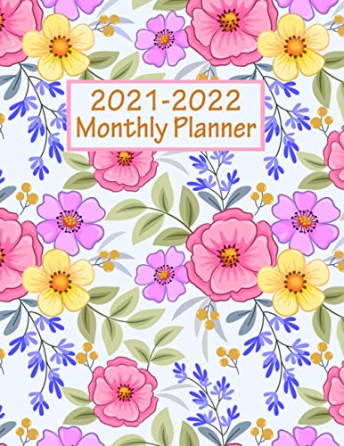 2021-2022 Monthly Planner: 2 Year Daily Weekly monthly floral Planner ...