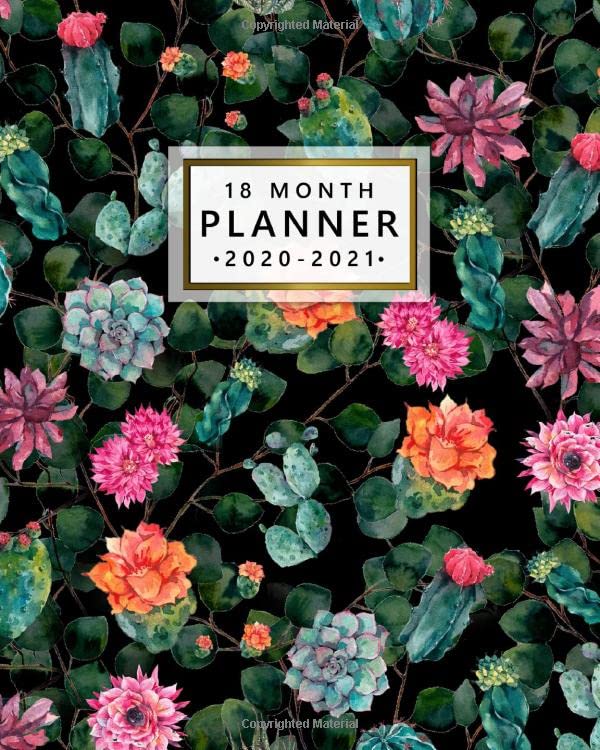 18 Month Planner 2020-2021: Cute Blooming Cactus Weekly Planner ...