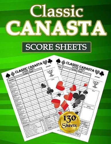 Classic Canasta Score Sheets: 130 Large Score Pads for Scorekeeping ...