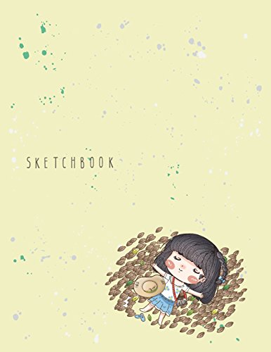 sketchbook: Cute girl om yellow cover (8.5 x 11) inches 110 pages ...