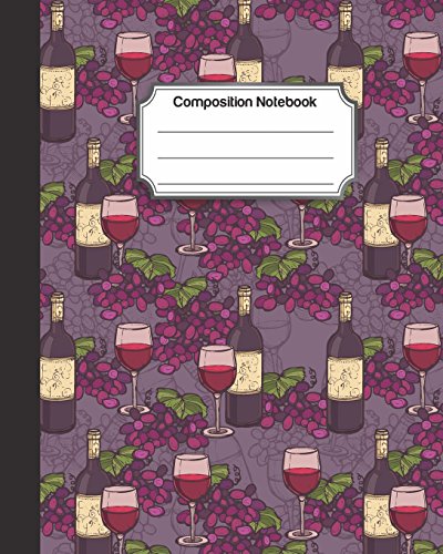 Composition Notebook: Purple grape wine bottle color drawing : College ...