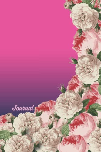 Journal: Wide ruled lined paper notebook 6x9", floral interior pages ...