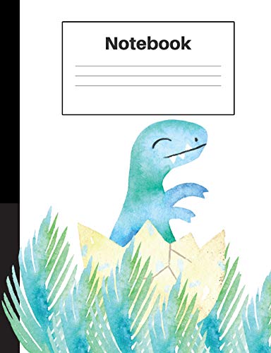 Notebook: Dinosaur Tyrannosaurus Rex, Baby T Rex, Blue Ferns ...