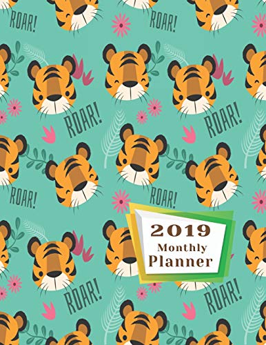 2019 monthly planner: Schedule Beautiful Organizer Lovely tiger pattern ...