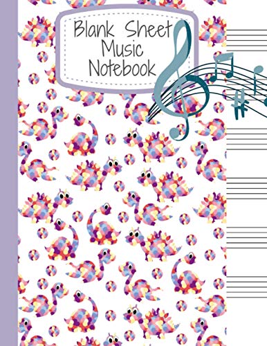 Blank Sheet Music Notebook: ★ Music Notebook for kids with dinosaur ...