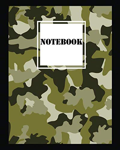 Notebook: Camouflage College Ruled, 8 x 10, Green Camo: Matte, Soft ...